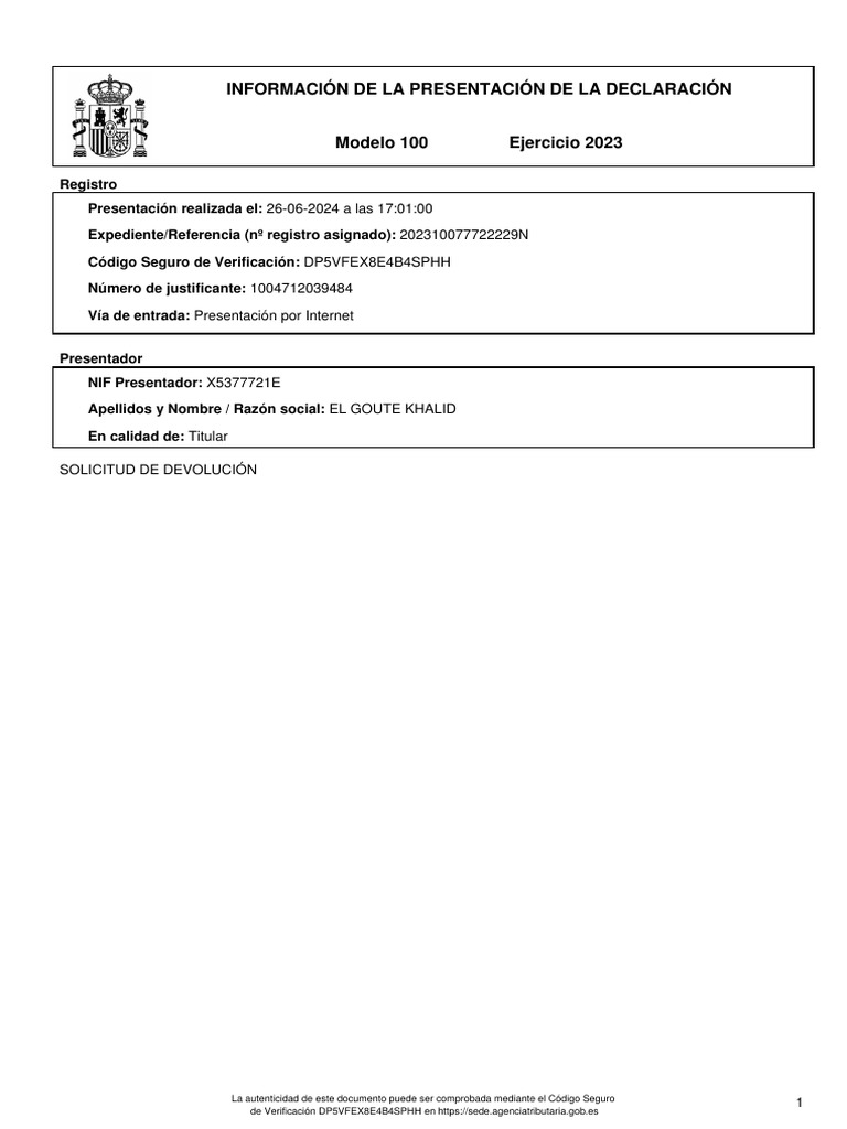 Declaración IRPF 2023: Modelo 100 | PDF | Impuestos | Esposa