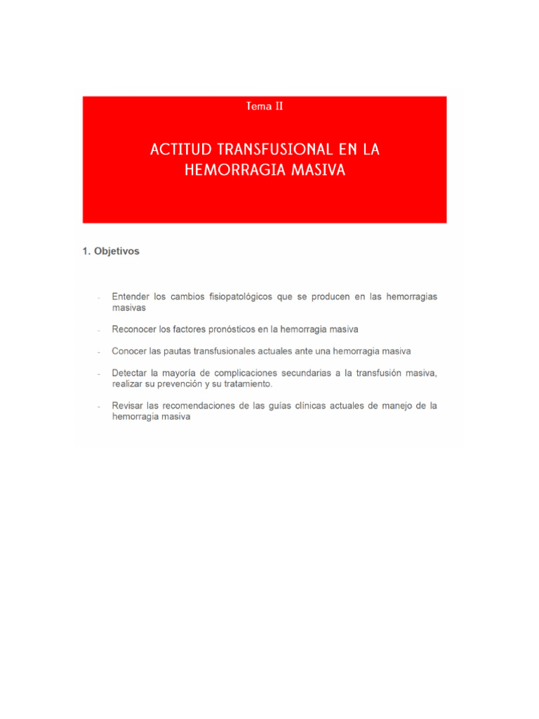 Transfusion Masiva | PDF