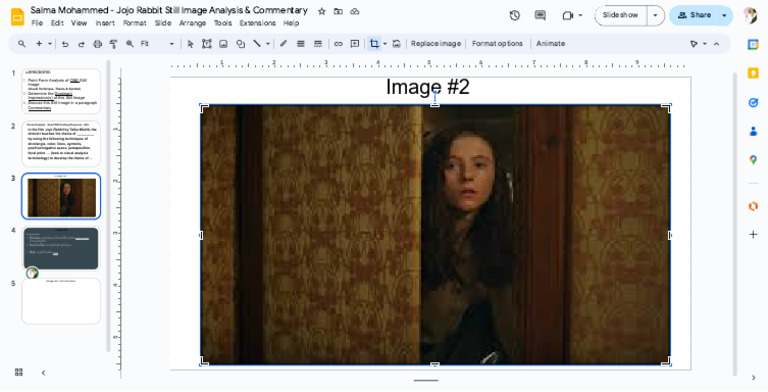 Salma Mohammed - Jojo Rabbit Still Image Analysis & Commentary - Google Slides | PDF