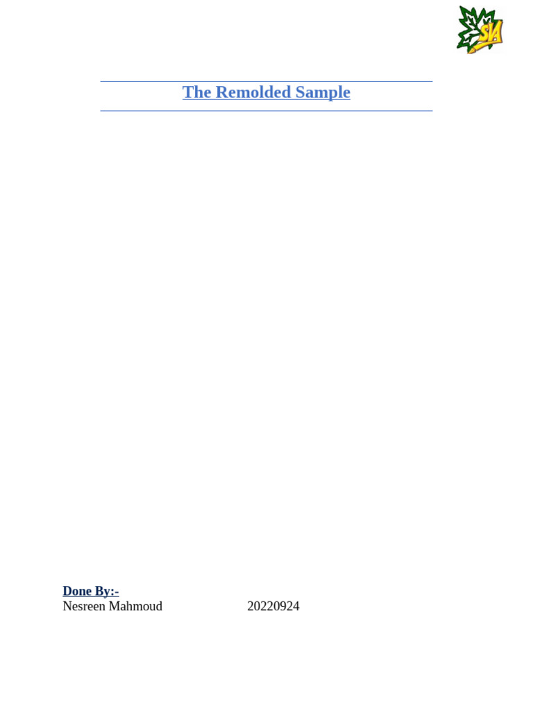 The Remolded Sample | PDF
