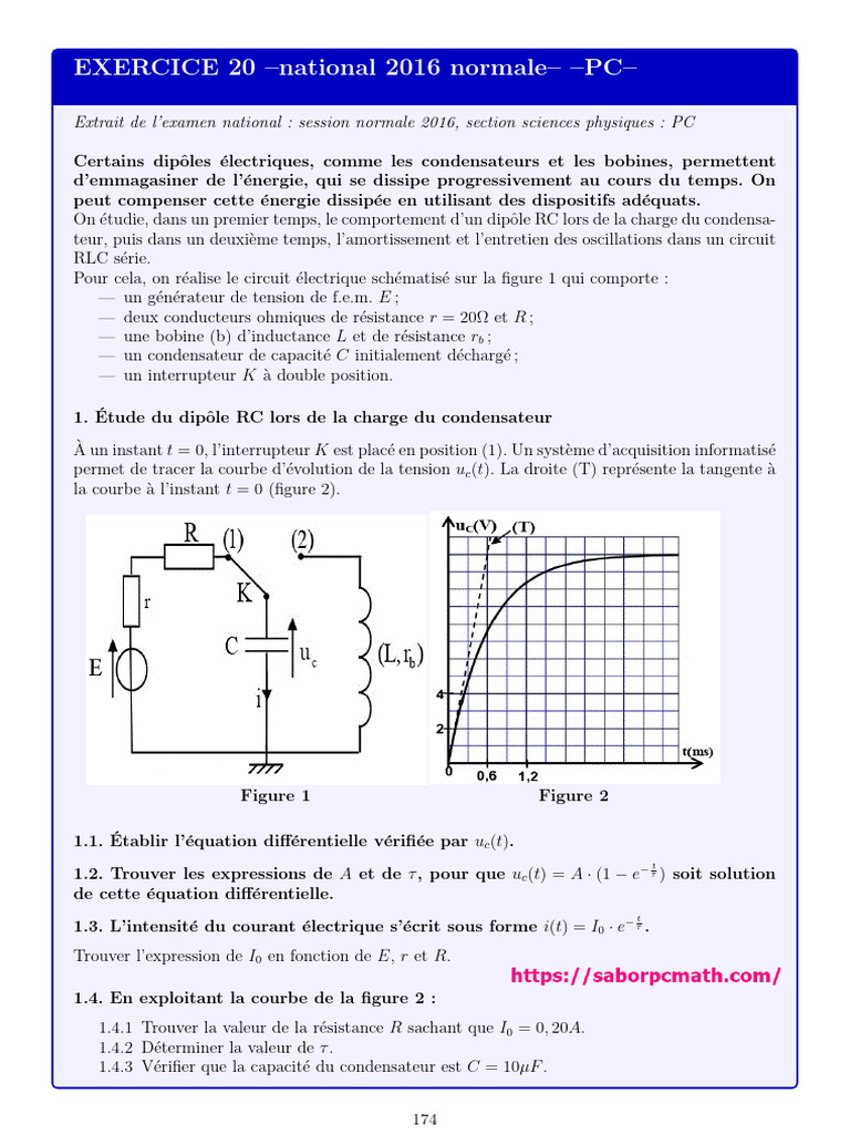RC RL RLC NATIONAL 28 08 2024 | PDF | Tension électrique | Condensateur