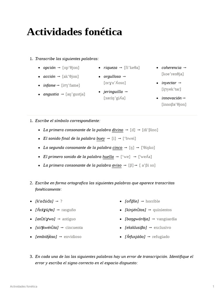 Actividades Fontica | PDF | Voz humana | Fonética