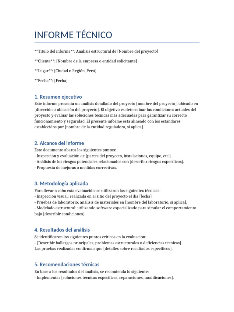 Informe Tecnico Modelo Word Peru | PDF