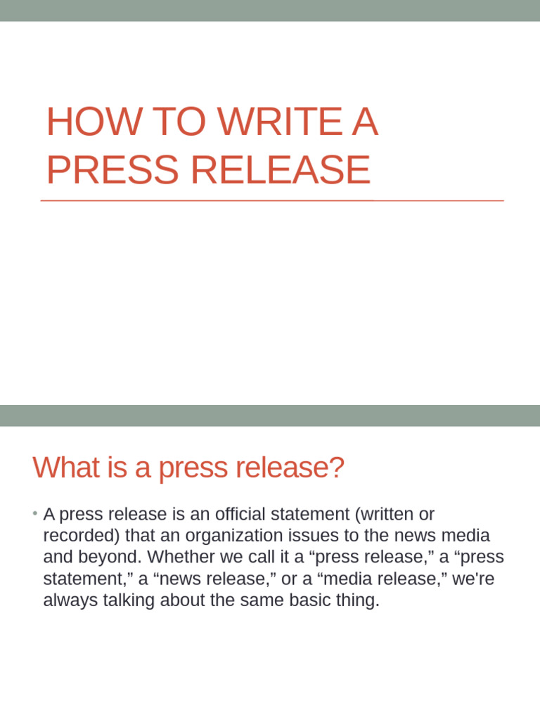 Unit 4 How To Write A Press Release | PDF | Communication | Human ...