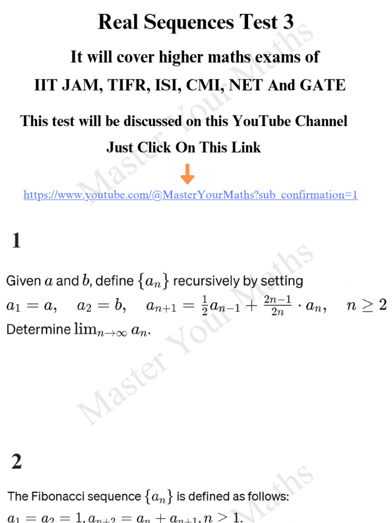 Real Sequences Test 3 | PDF