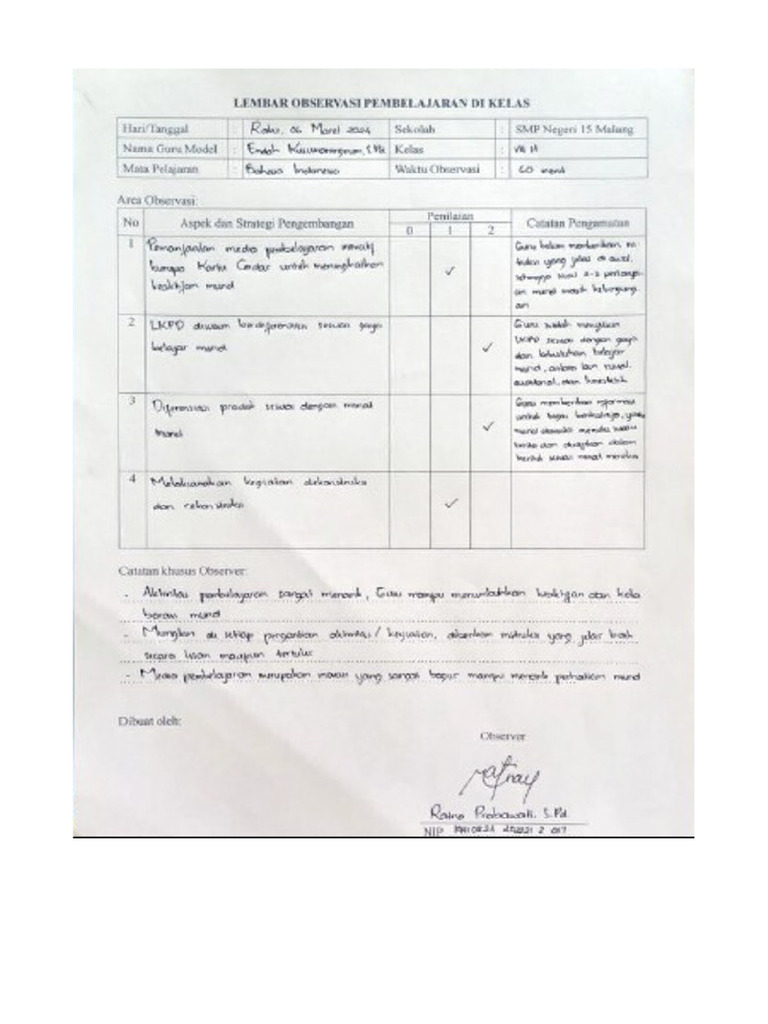Observasi Kelas | PDF