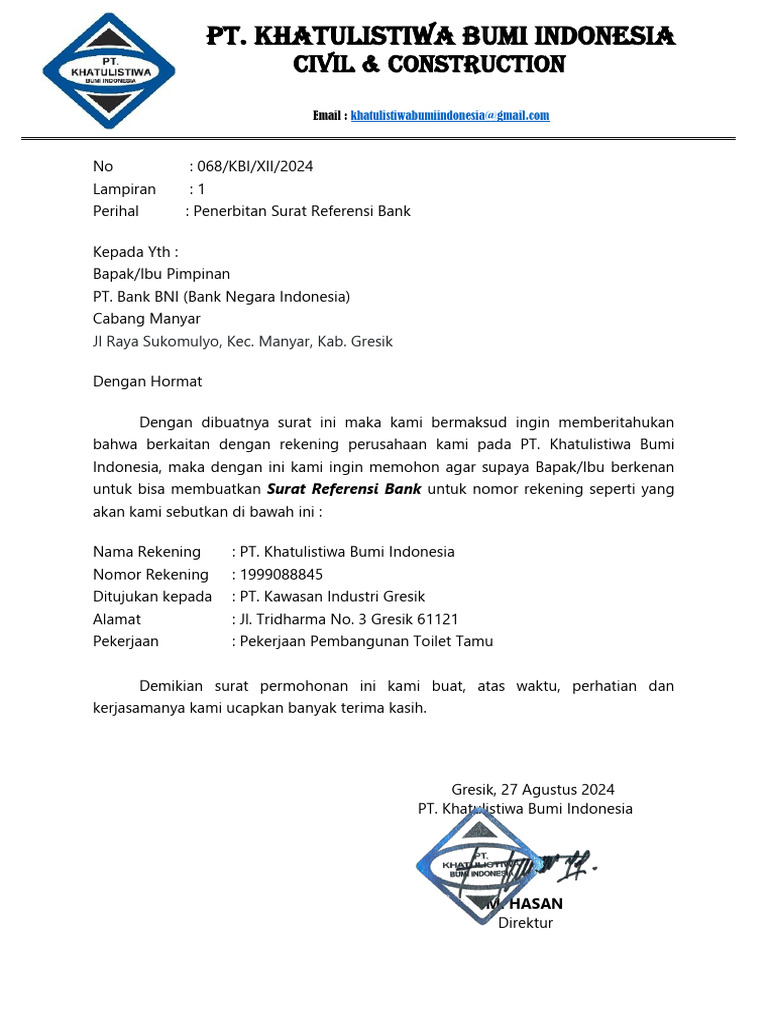 Surat Referensi Bank | PDF