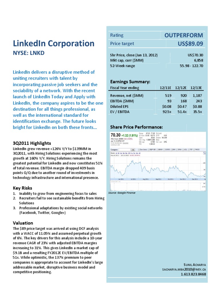 LinkedIn Valuation | PDF | Discounted Cash Flow | Deferral