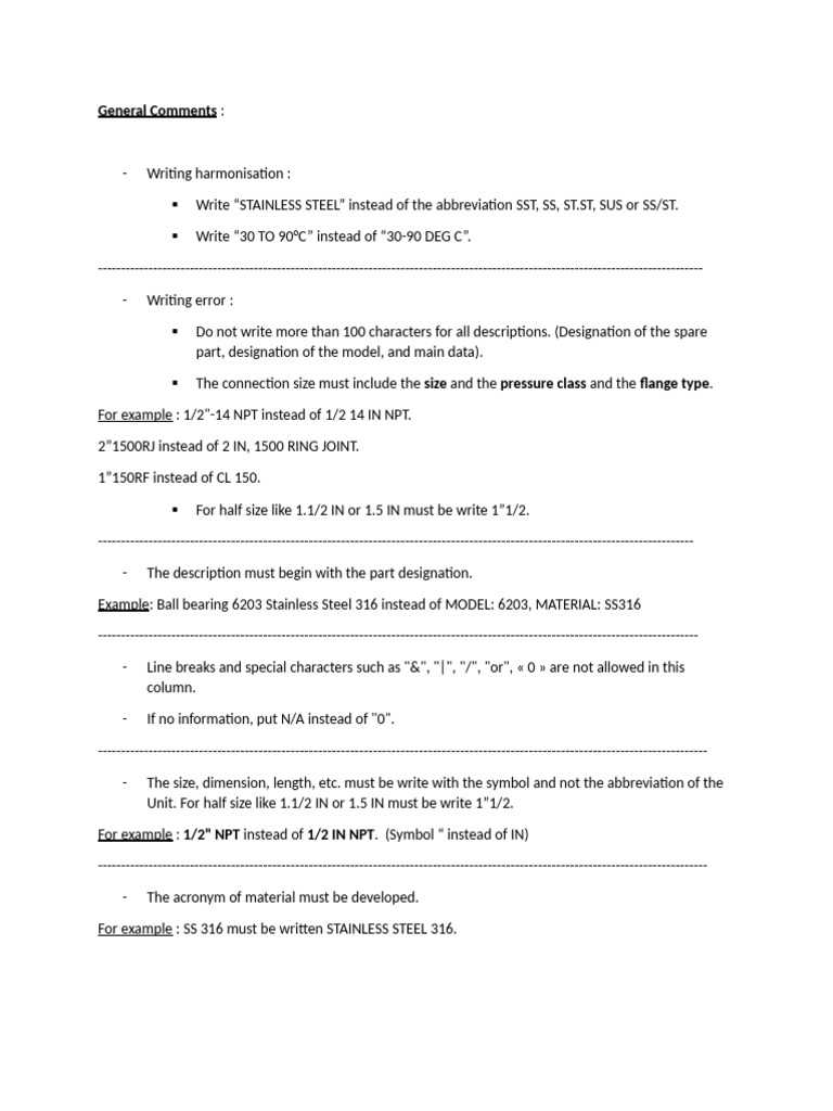 General Comments-To Be Followed | PDF