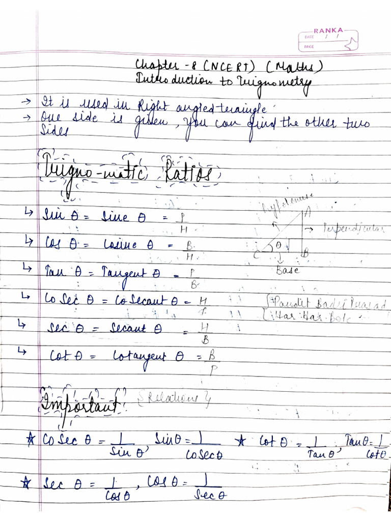 Trignometry Notes 10 Pdf Pdf
