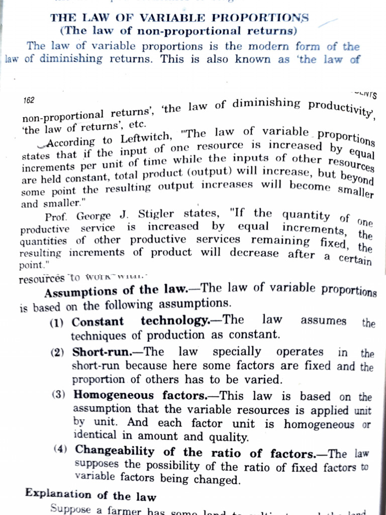 Law of Variable Proportions | PDF