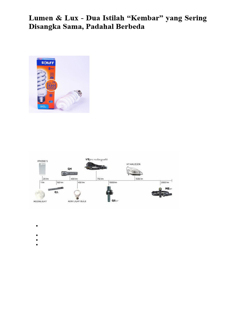 Artikel Definisi Lumen Cahaya Lampu | PDF