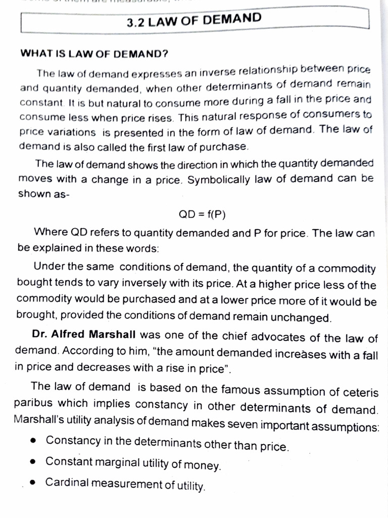 the Law Of demand | PDF | Demand | Utility