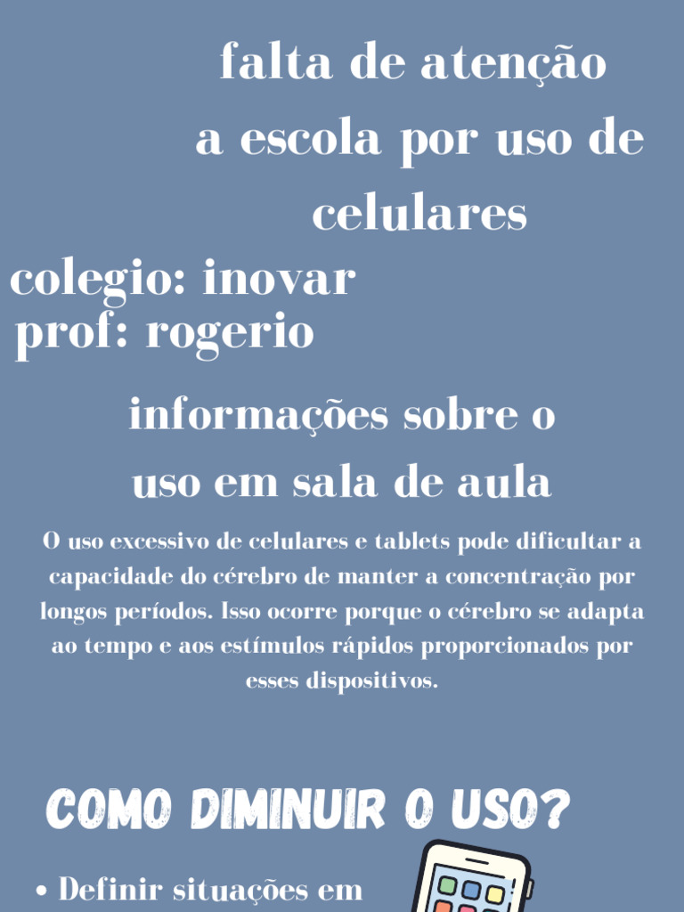 Impacto dos Celulares na Atenção Escolar | PDF