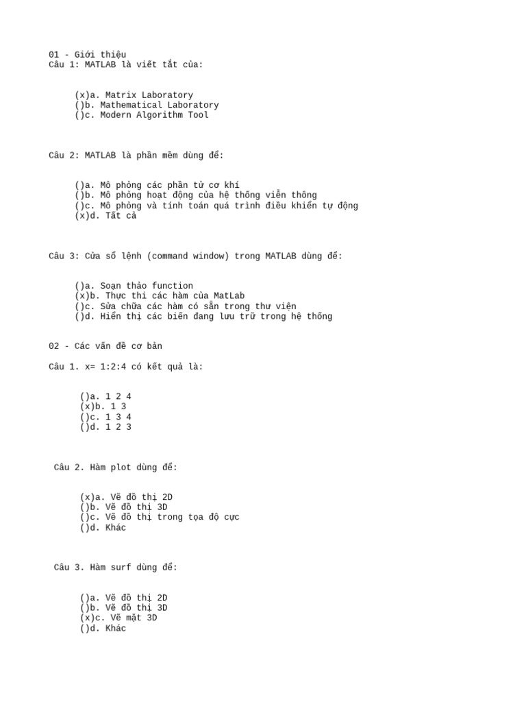 Bai1.Co So Ve Matlab | PDF