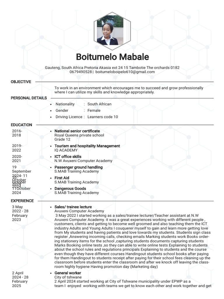 Boitumelo Cv | PDF | Educational Technology | Schools