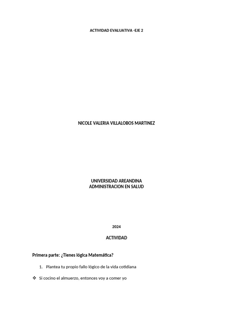 Mate Eje 2. Actividad Evaluativa | PDF