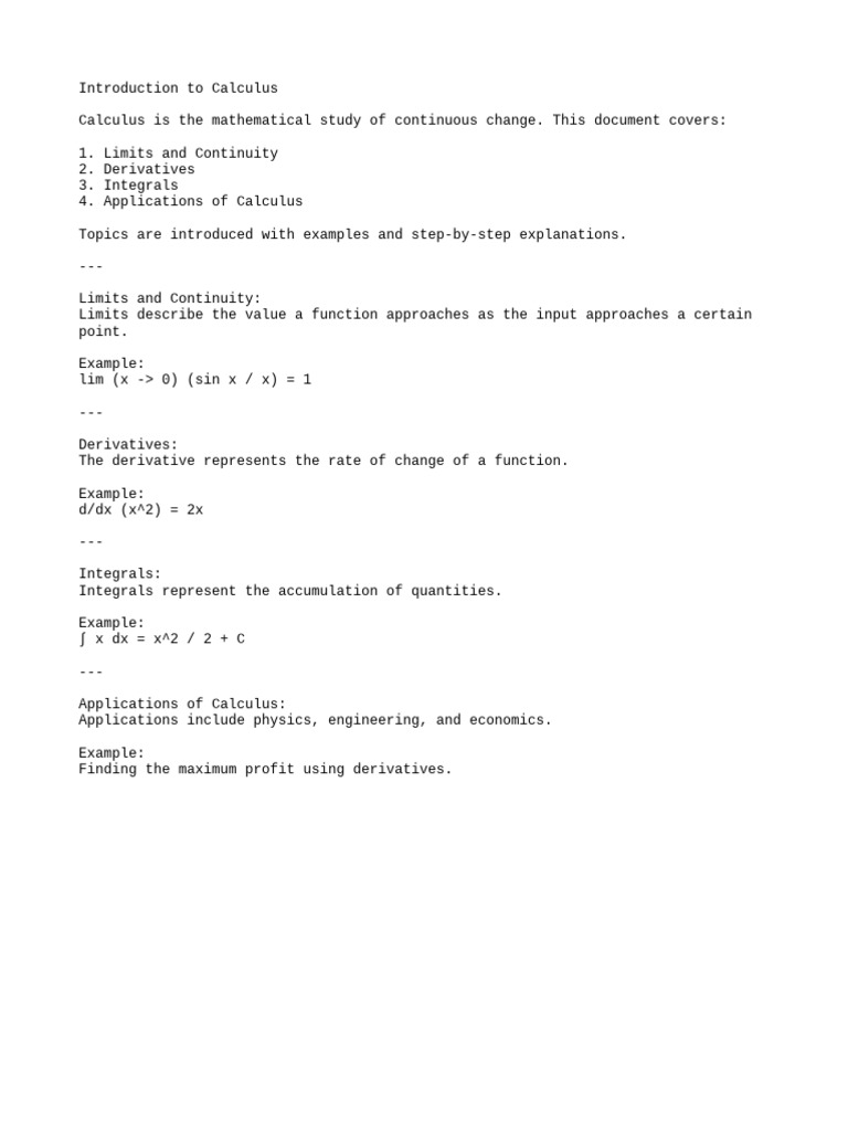 Intro To Calculus | PDF
