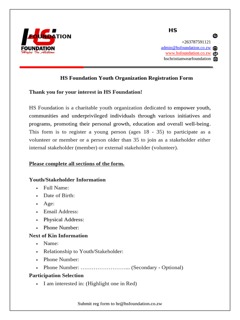 HS Foundation Registration Form-3 | PDF