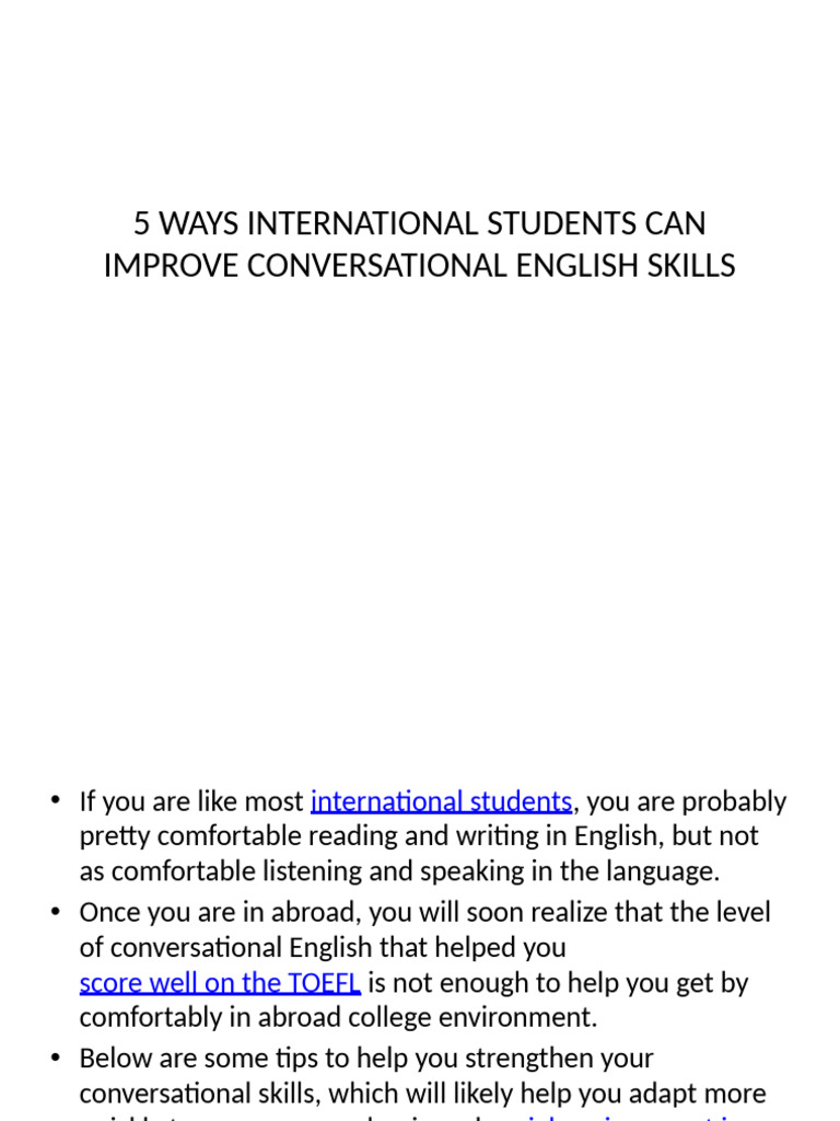 5 Ways International Students Can Improve Conversational English | PDF ...