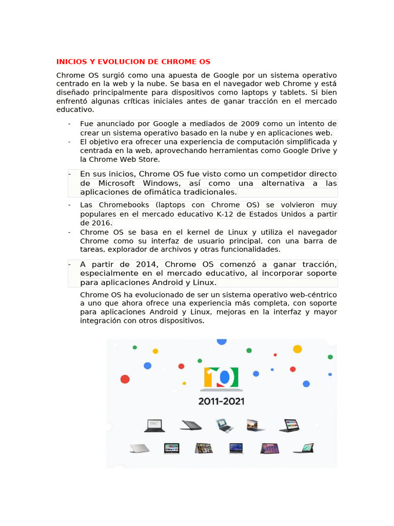 Evolución y características de Chrome OS | PDF | Software de la ...