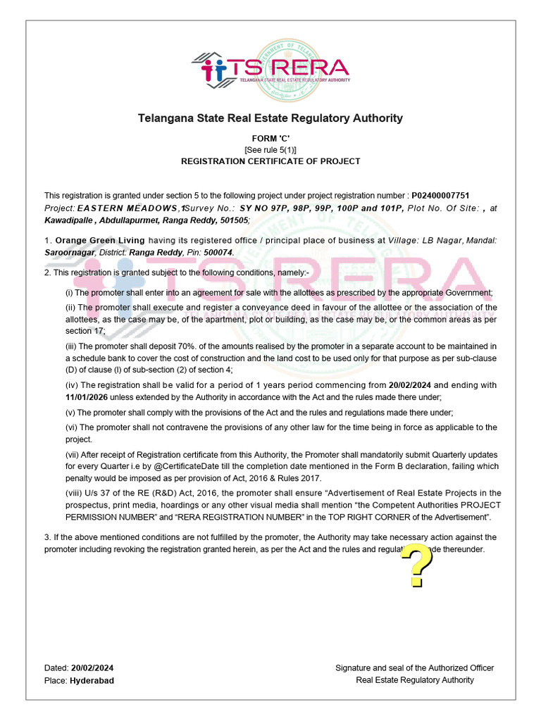 Em-1 Rera Certificate 240720 171433 | PDF | Civil Law (Common Law) | Legal Documents