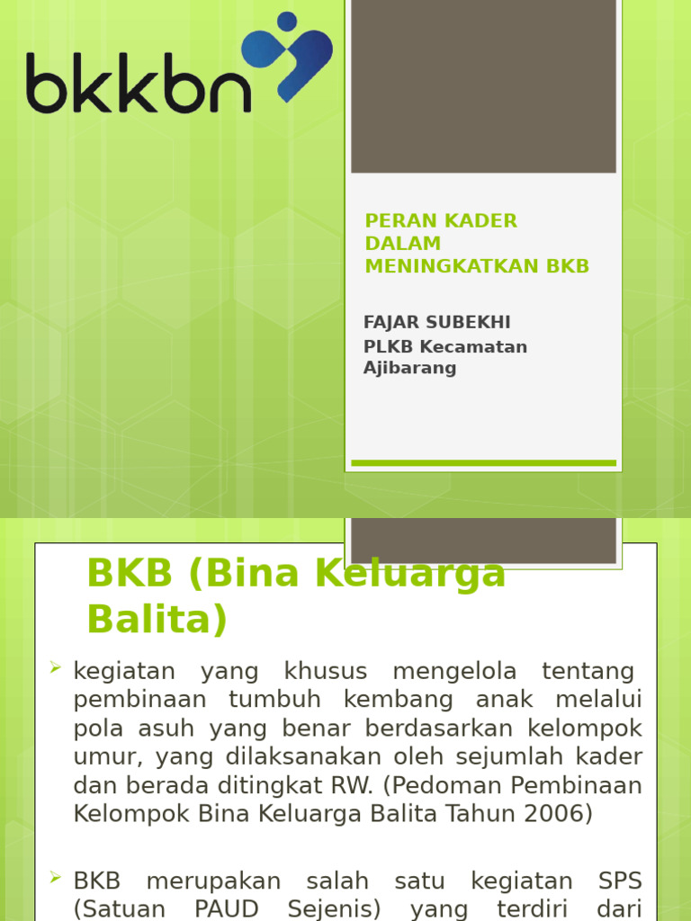 Materi BKB - Peran Kader Dalam Meningkatkan BKB | PDF