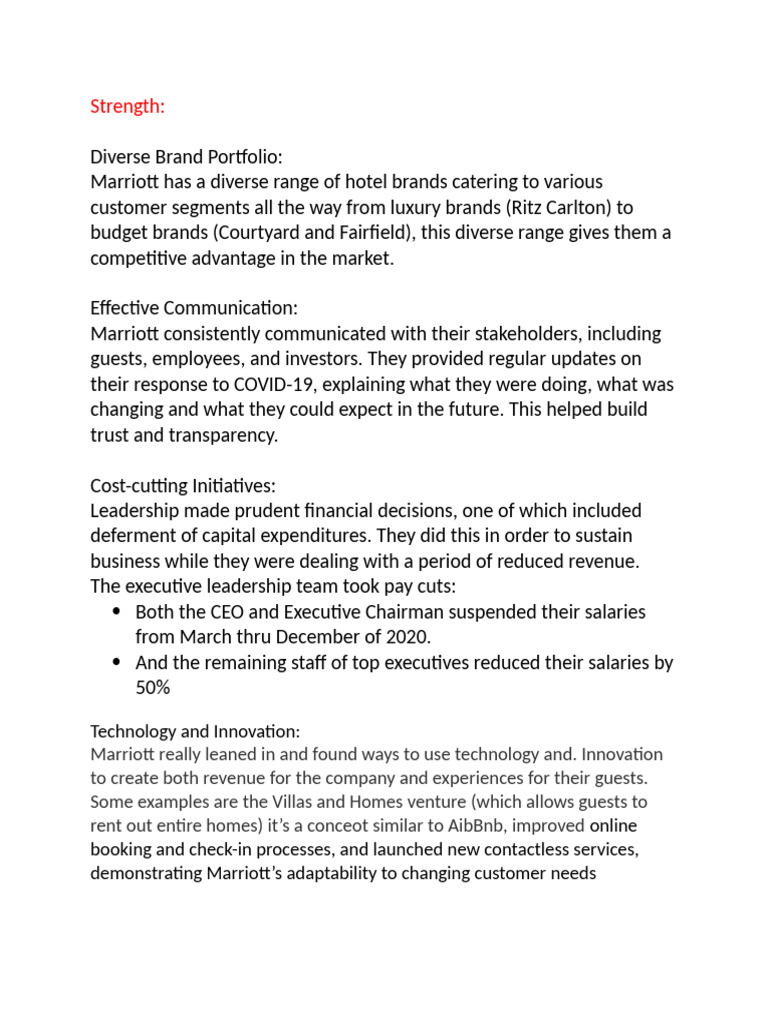 Marriott's Strategic Growth Plan | PDF | Market (Economics) | Marriott ...