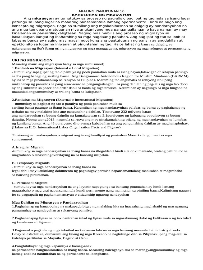 Q2W5 6 Migrasyon Activity | PDF