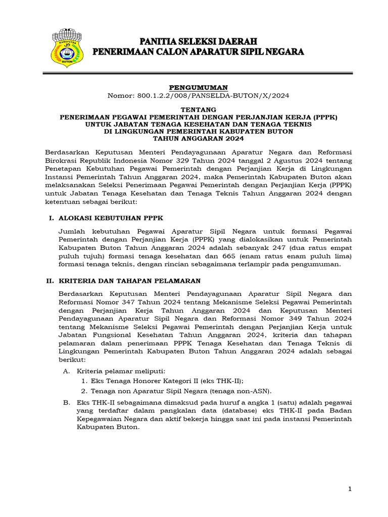 Pengumuman Seleksi Penerimaan PPPK Tenaga Kesehatan Dan Tenaga Teknis Di Lingkungan Pemerintah ...