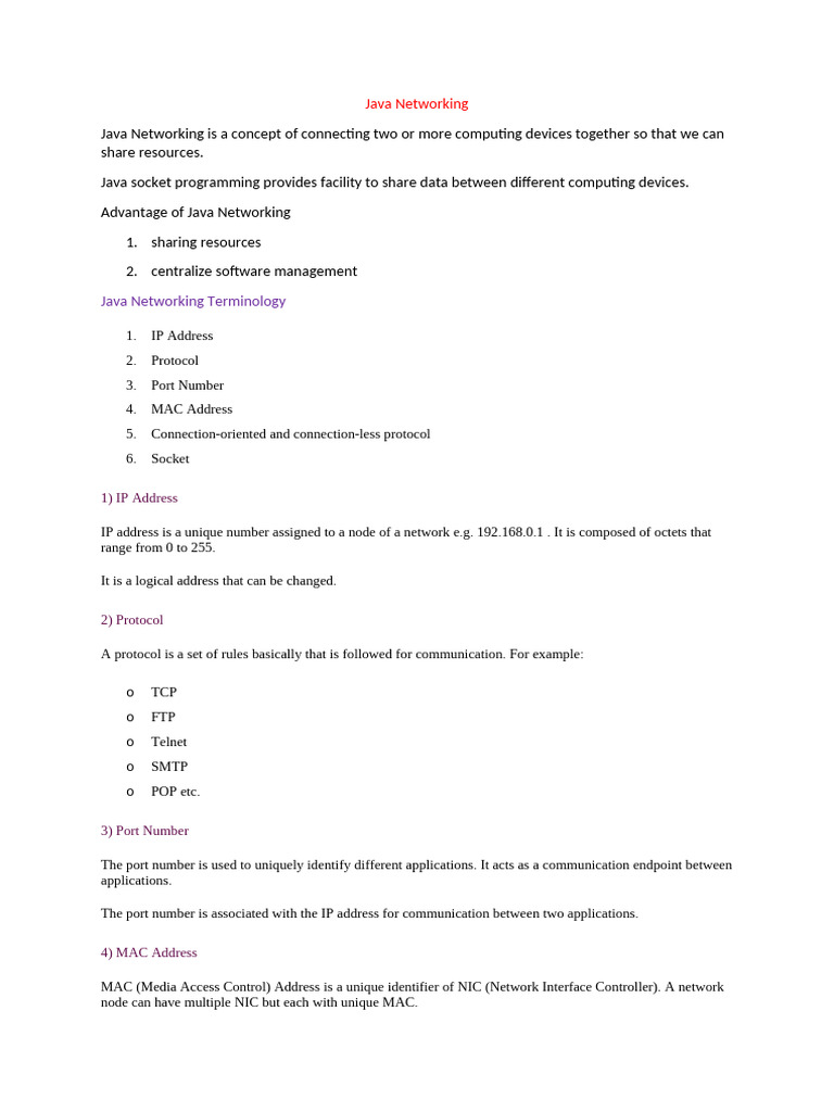 Java Networking | PDF | Network Socket | Computer Network Java Networking | PDF | Network Socket | Computer Network