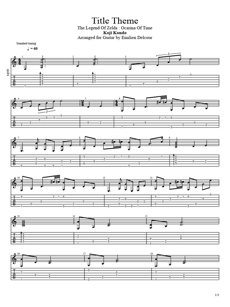 Ocarina of Time Title Theme Tabs | PDF | Video Game Development ...