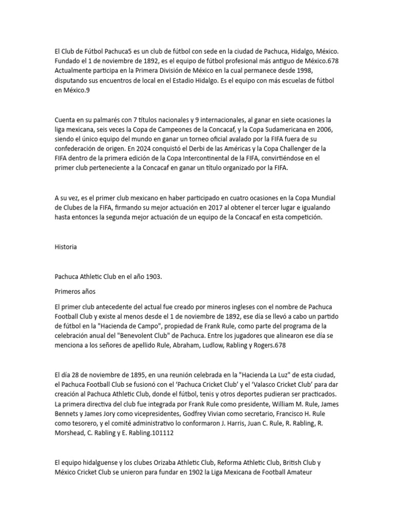 El Club de Fútbol Pachuca | PDF | Asociación de Futbol | Asociación de ...