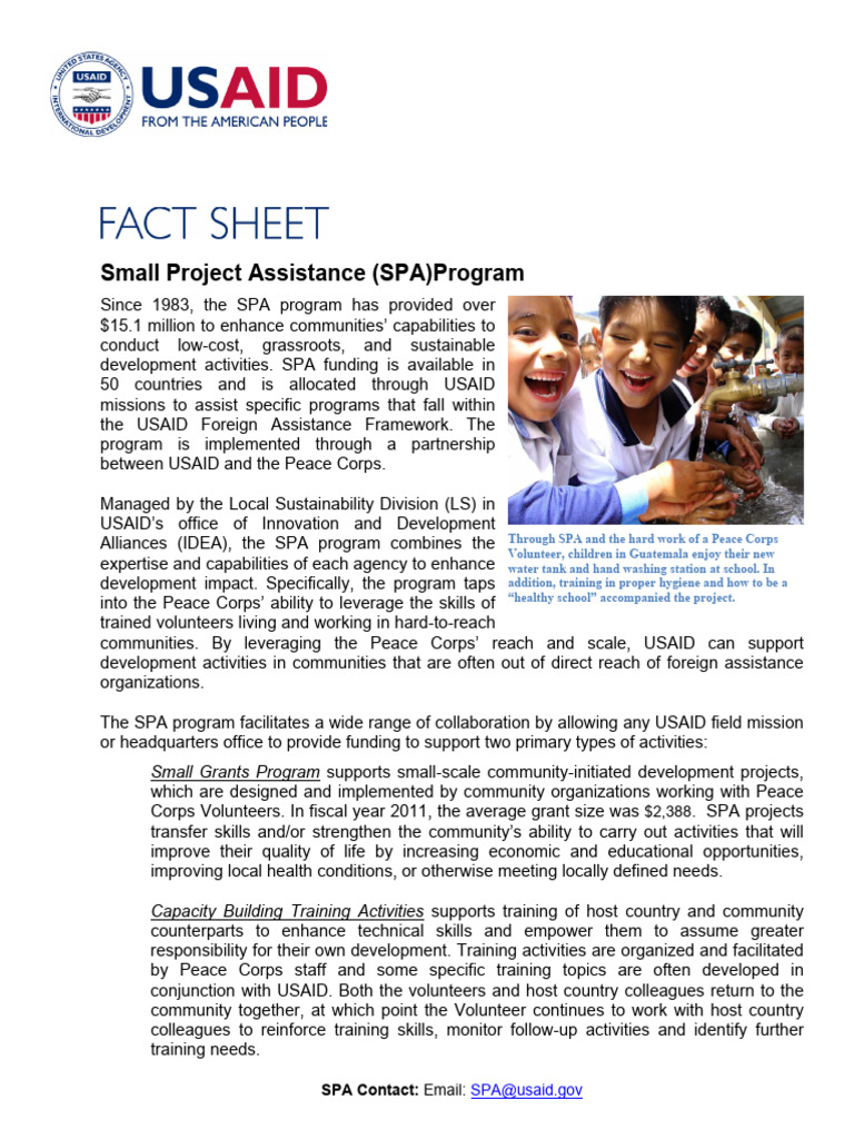 SPA Fact Sheet | PDF | United States Agency For International ...