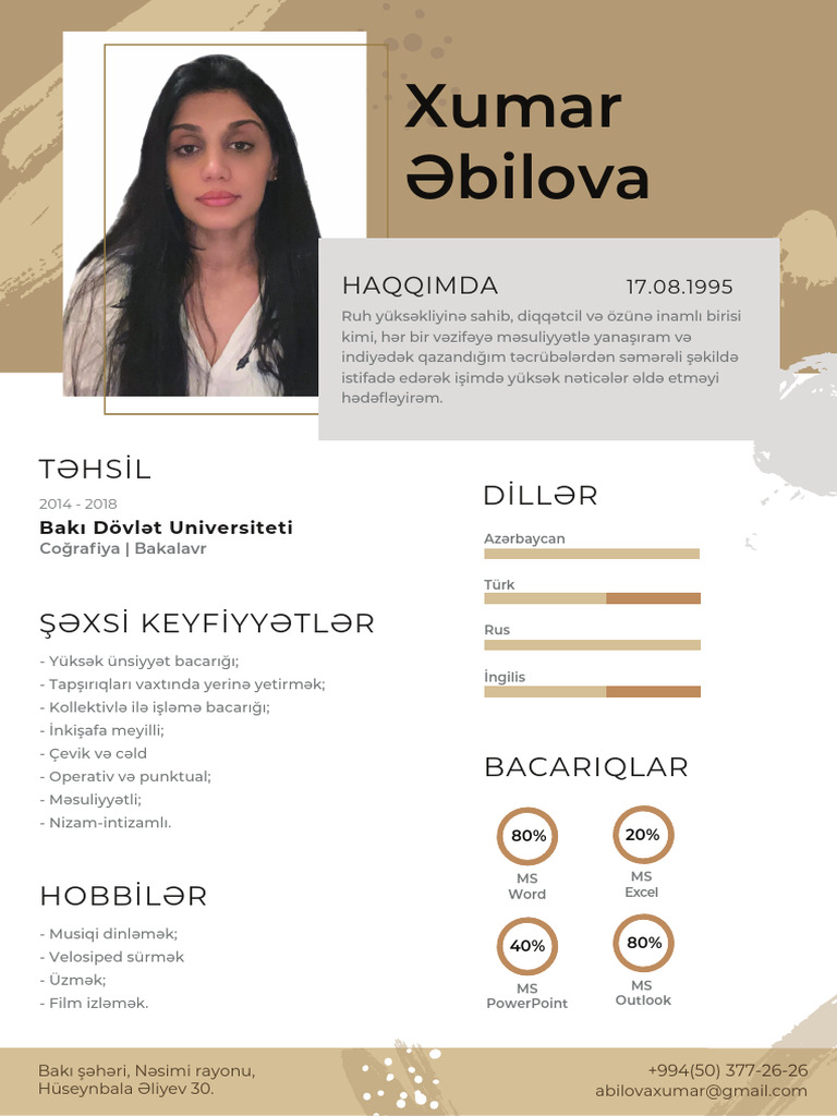 Xumar Əbilova CV 2 | PDF