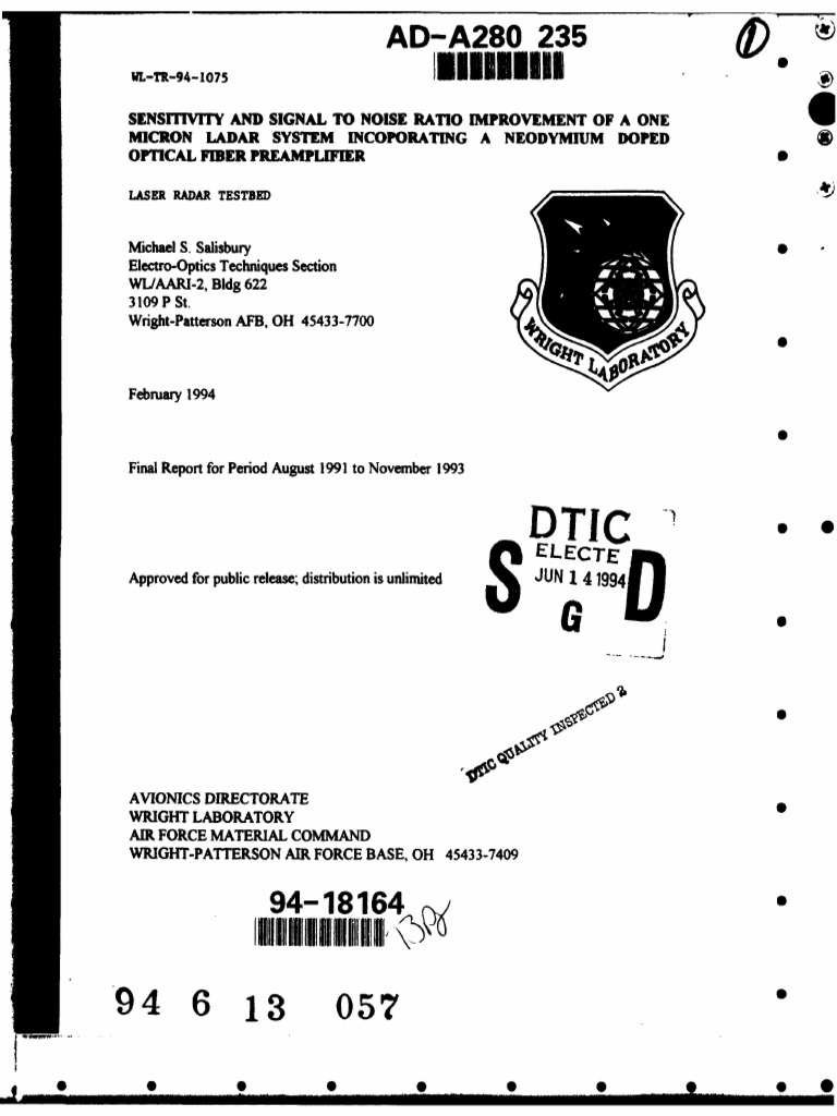 Ada 280235 | PDF | Electromagnetic Radiation | Laser