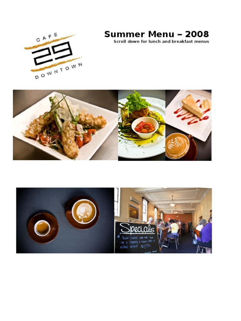 Summer Menu - 2008: Scroll Down For Lunch and Breakfast Menus | PDF ...