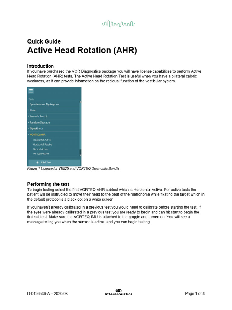 Active Head Rotation Testing Guide | PDF