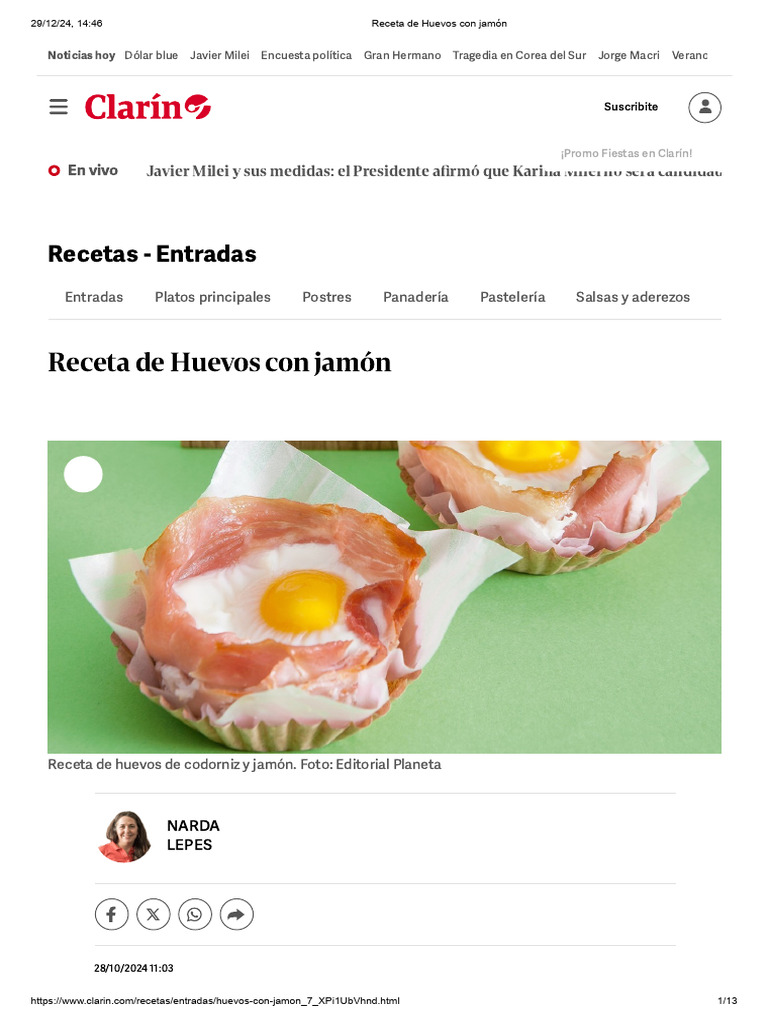 Receta de Huevos Con Jamón | PDF | Cocina occidental | Cocina