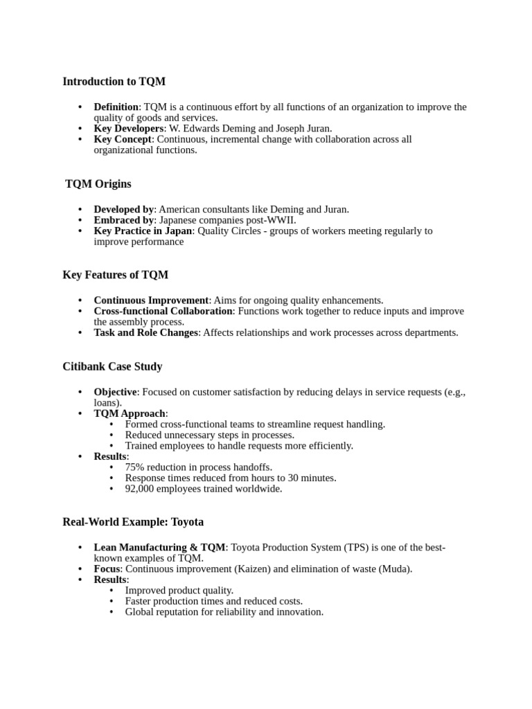 TQM | PDF | Six Sigma | Quality (Business)