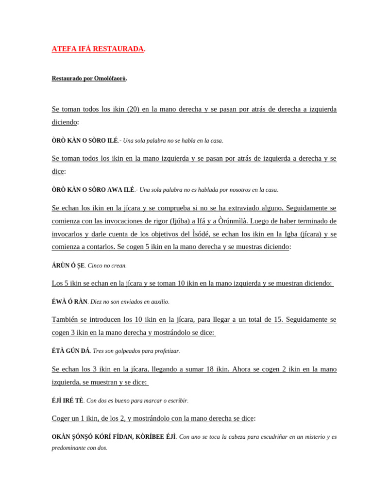 Atefa Ifá Restaurada | PDF