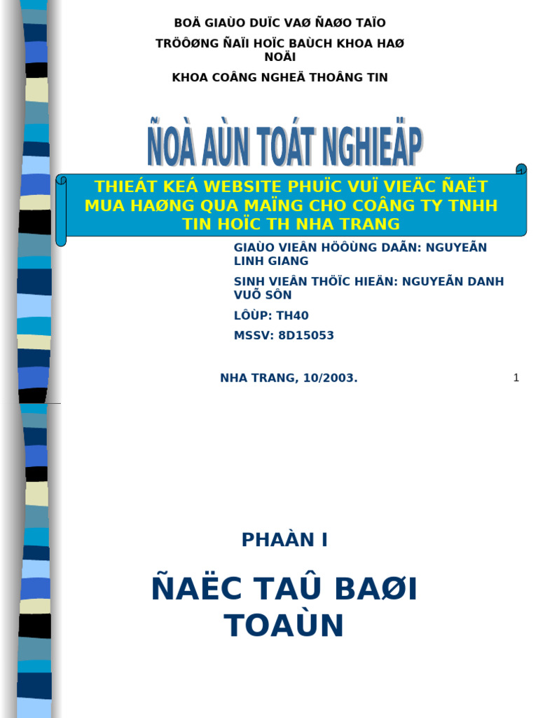 Thieát Keá Website Phuïc Vuï Vieäc Ñaët Mua Haøng Qua Maïng Cho Coâng Ty TNHH Tin Hoïc TH Nha ...