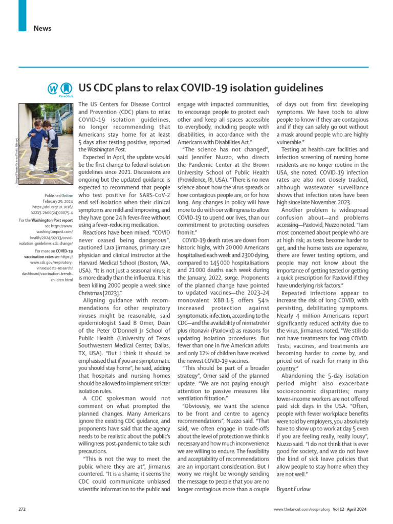 US CDC Plans to Relax COVID 19 Isolation Guideline | PDF | Centers For ...