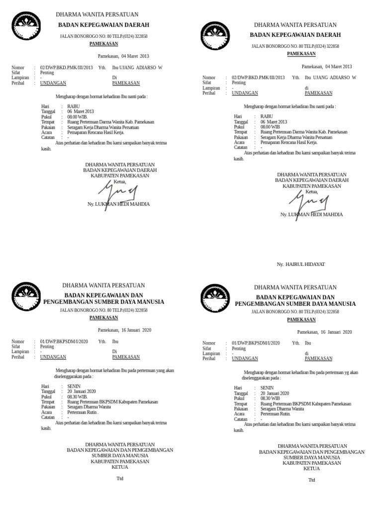 Undangan Darma Wanita | PDF