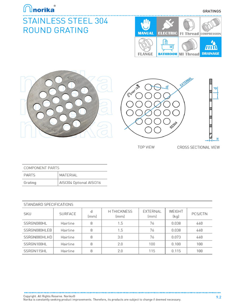 Stainless Steel 304 Round Grating catalogue | PDF