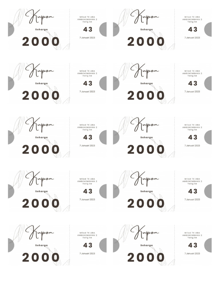 KUPON BAZAR HUT TK | PDF