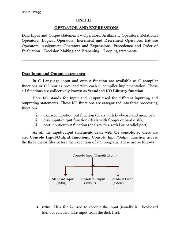 C UNIT 2 Notes.docx | PDF | Control Flow | Input/Output C UNIT 2 Notes.docx | PDF | Control Flow | Input/Output