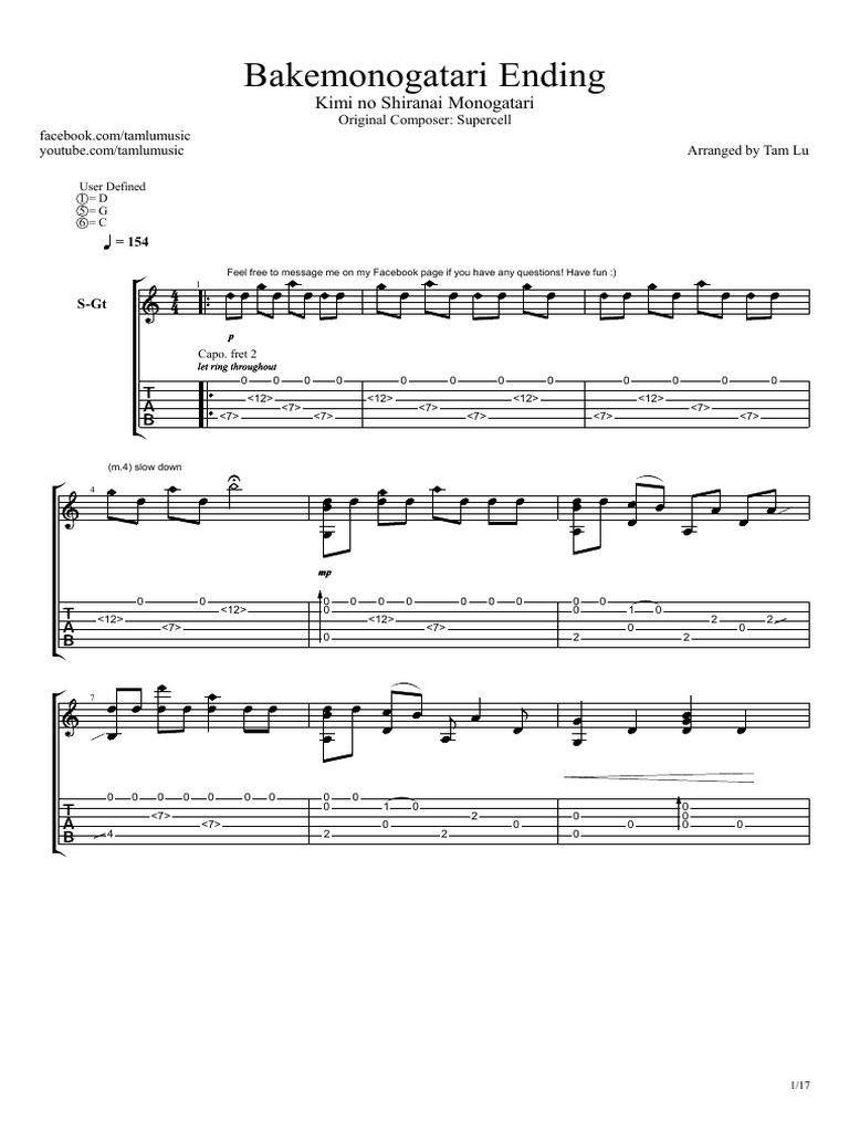 Bakemonogatari ED - Kimi No Shiranai Monogatari | PDF | European ...