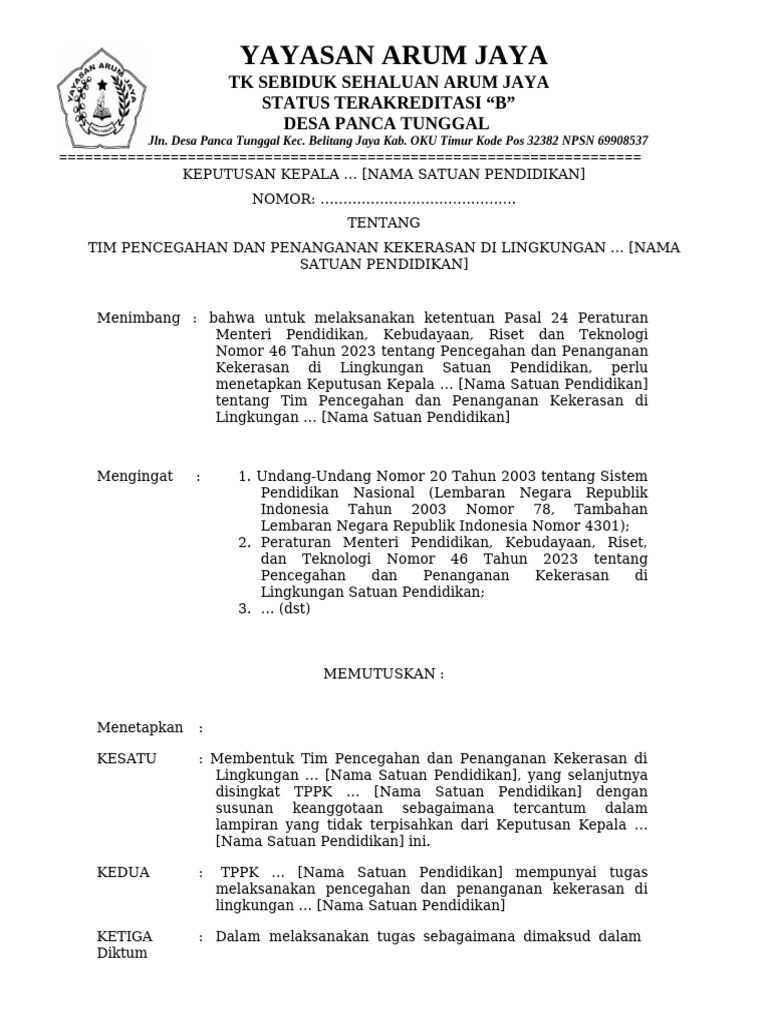 Contoh SK TPPK 2024 | PDF