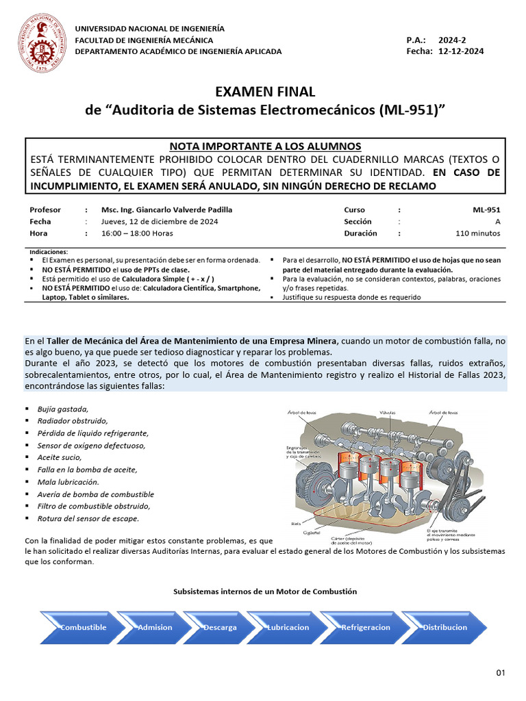 ML951 Exa Final 202402 | PDF | Auditoría | Motor de combustión interna